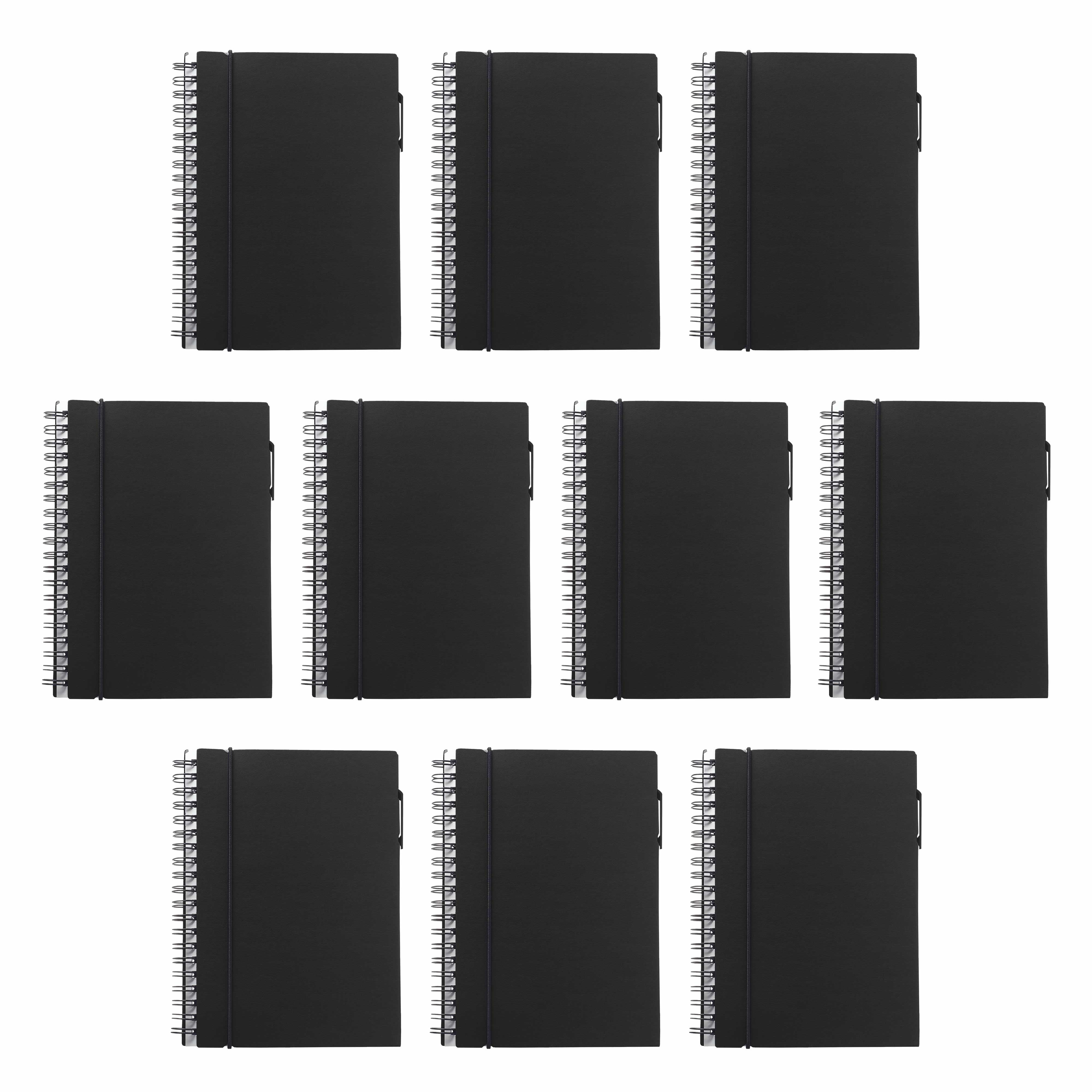 Spiral Notebooks with Elastic Closure (Blank - Black, • 10 notebooks ...