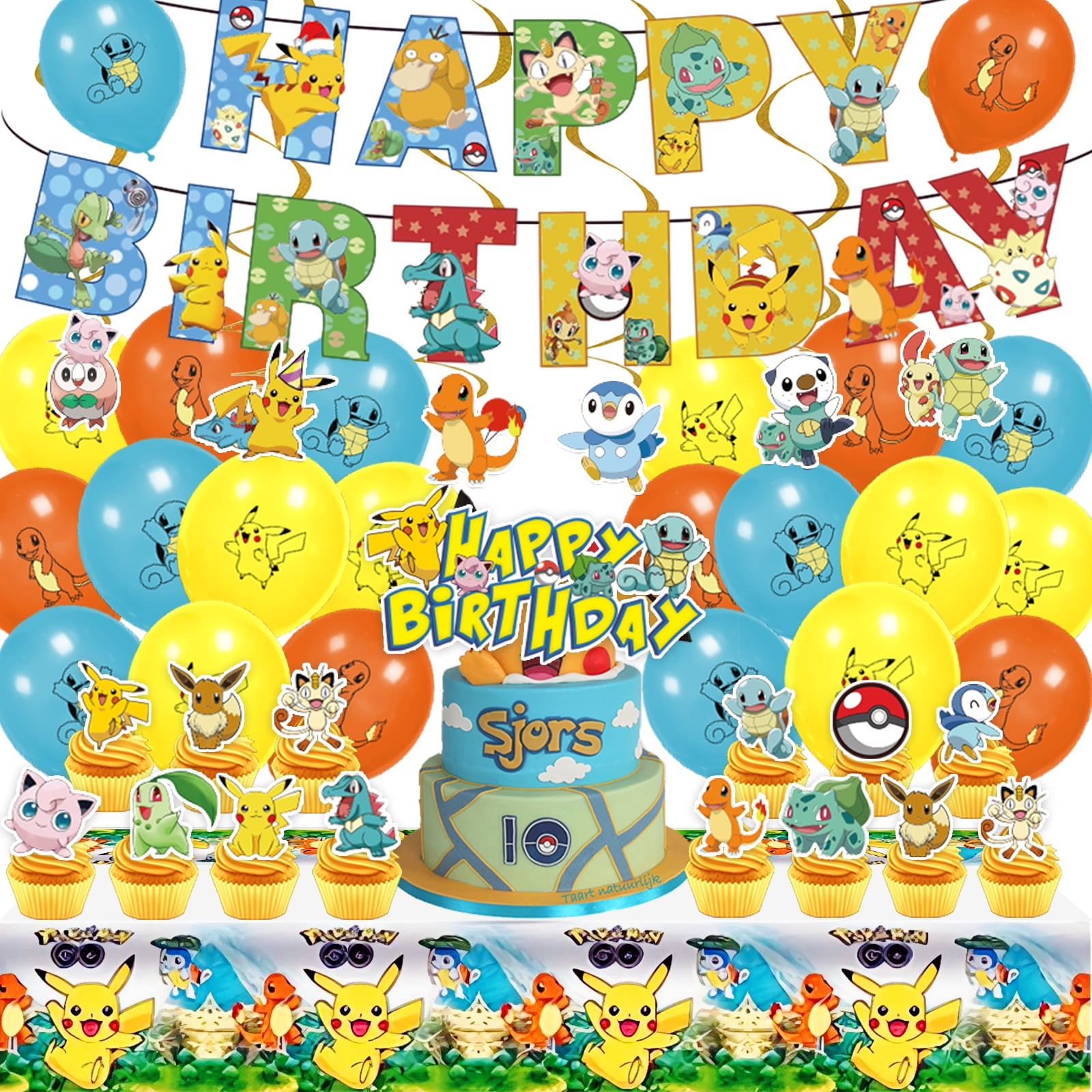 Pokemon Party Supplies Set,Pokemon Birthday Party Supplies,57Pcs ...