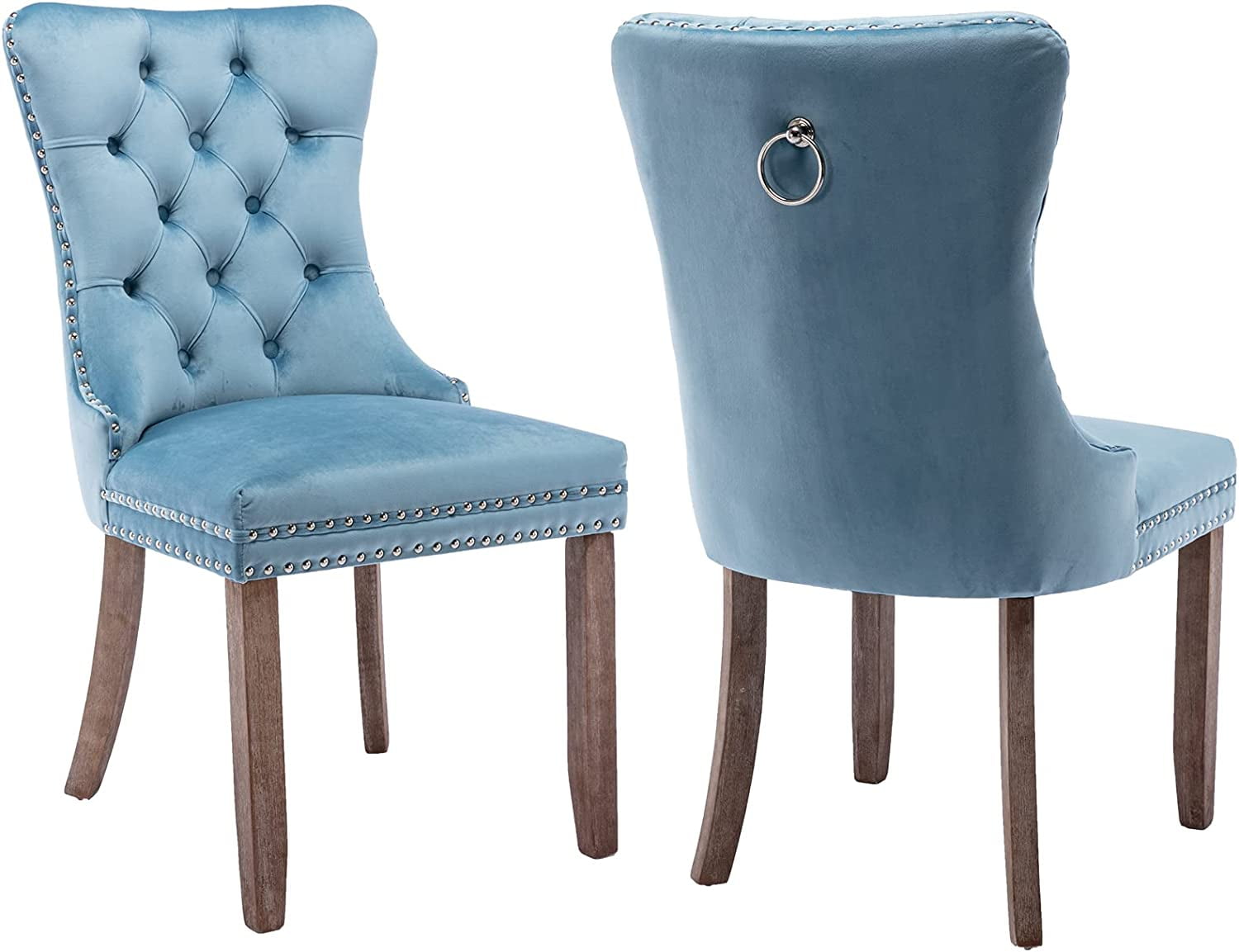 Blue Velvet Dining Chairs Set of 2, Kitchen & Dining Room Chairs Set of ...