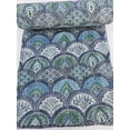 Blue Floral Hand Block Print Kantha Quilt, Indian Cotton Bedding ...