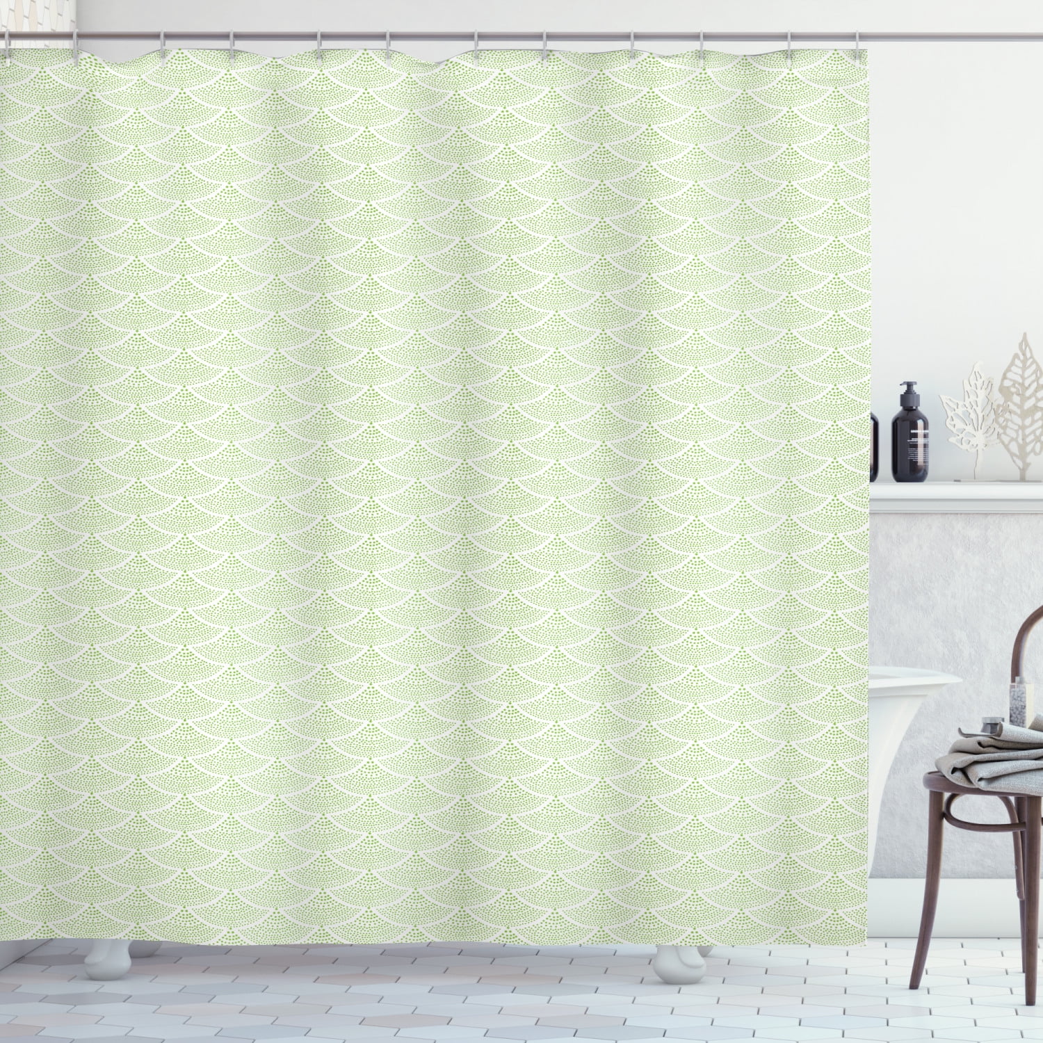Fish Scale Shower Curtain, The Fountain of the Stars on White ...
