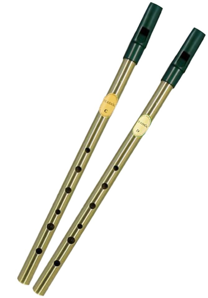 Feadog Set of 2 Brass Irish Tin Whistles Key D and Key C Traditional ...