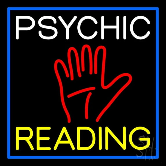 White Psychic Yellow Reading Block Palm LED Neon Sign 24" Tall x 24 ...