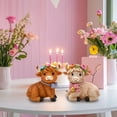 Brown Highland Cow Decor Set of 2 Spring Farmhouse Figurines for Home ...