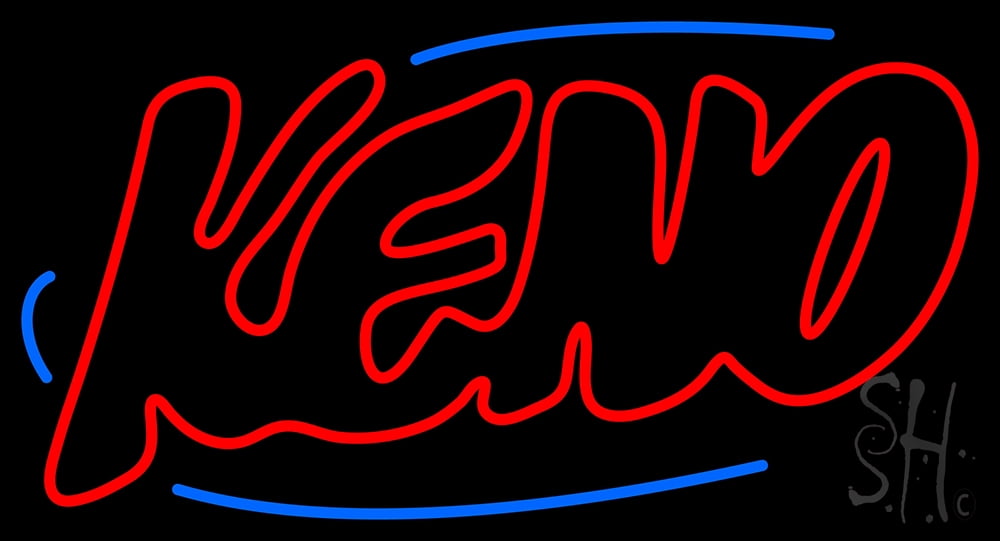 Keno LED Neon Sign 20 x 37 - inches, Black Square Cut Acrylic Backing ...