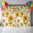 Watercolor Sunflowers Backdrop for Photography, Yellow Green Leaf ...
