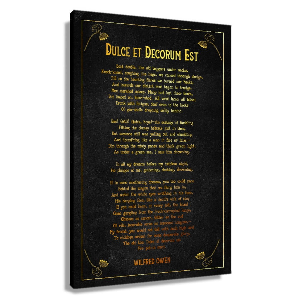 Dulce Et Decorum Est Poem Wall Decor Wilfred Owen Quote Wall Art Poetry ...