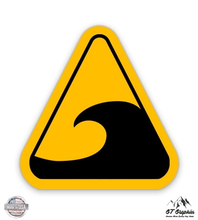 Tsunami Warning Sign - 5" Vinyl Sticker - For Car Laptop I-Pad ...