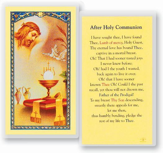 Holy Communion-Prayer After Laminated Catholic Prayer Holy Card with ...