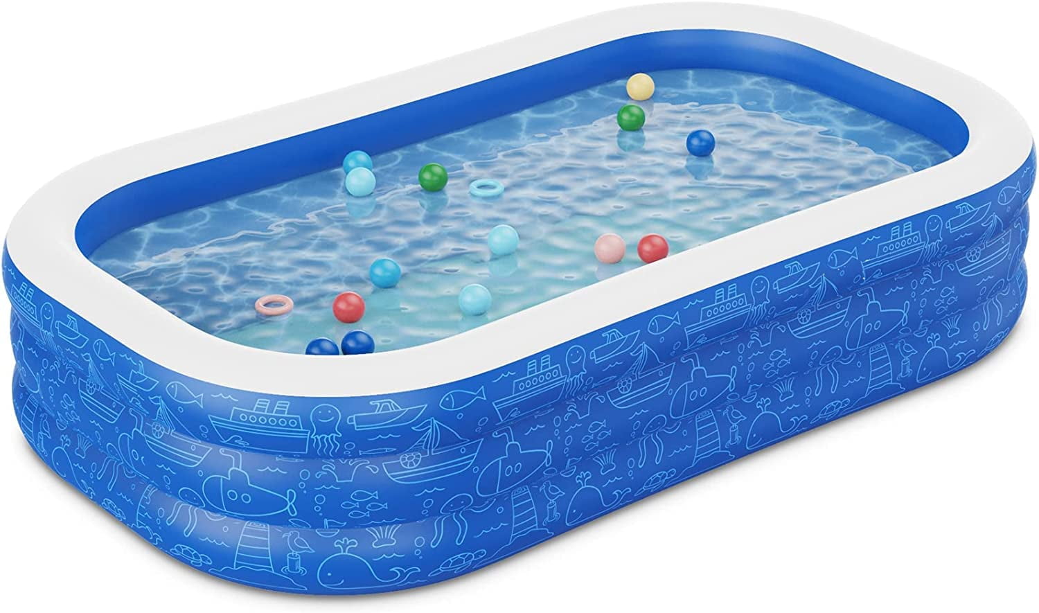 Swimming Inflatable Pool 92'' X 56'' X 20'' Family Blow Up Kiddie Pool ...