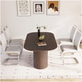 63 Inch Modern Dining Table and Chair Set 4, Brown Woodgrain Top White ...