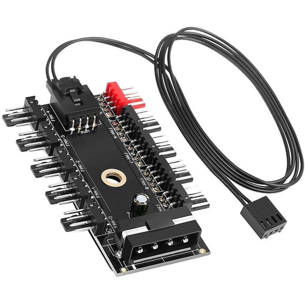 10 puertos PC Chasis Fan Hub Cpu Cooling Hub 12v 4 Pin Fan Pwm Hub ...