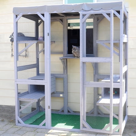 Large Catio Outdoor Cat Enclosure Walk in Cat House for Mulitiple Cats ...