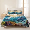 King Quilt Bedding Set Underwater World Dolphins Seagulls Breathable ...