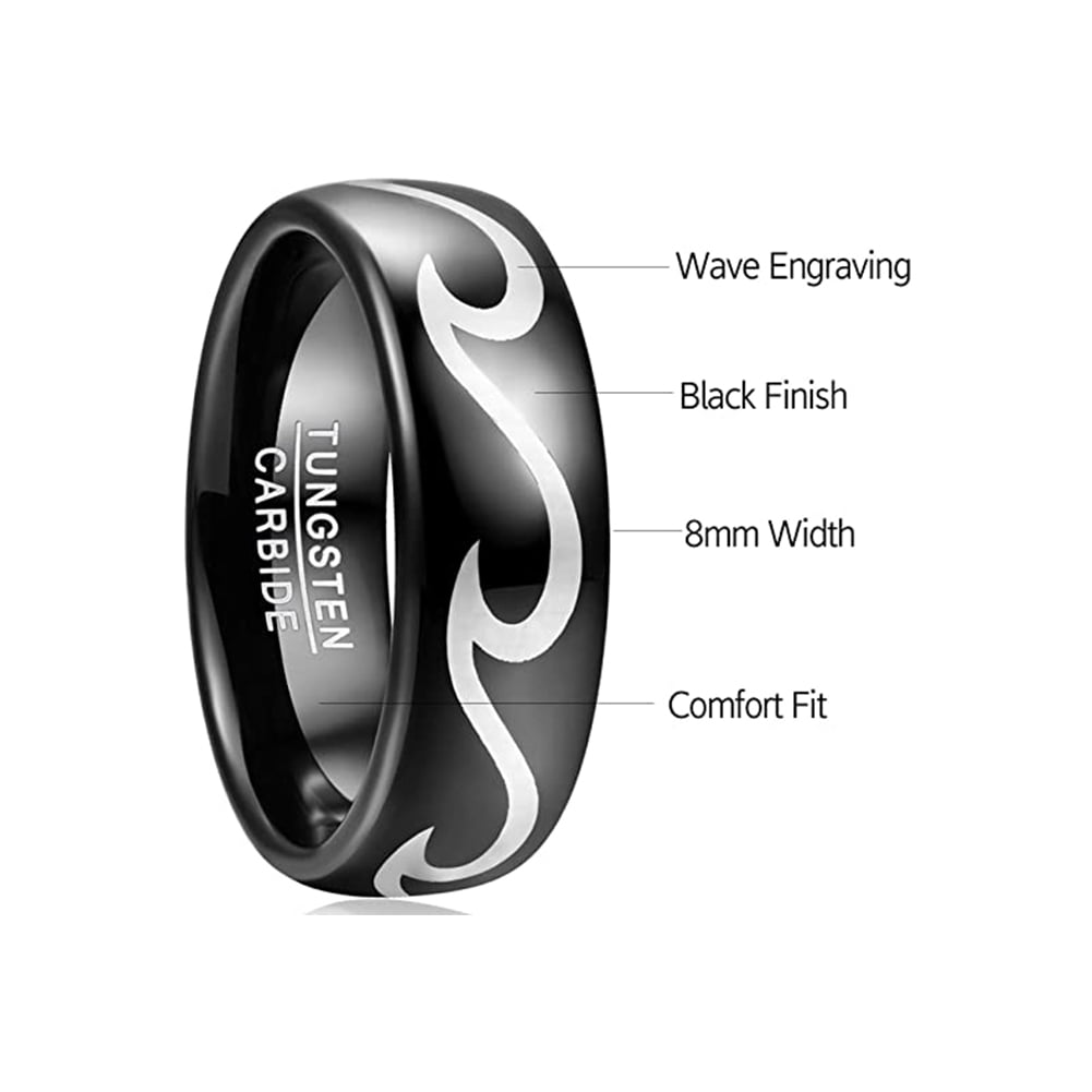 Tungsten ocean wave carbide mens ring size 11 - munimoro.gob.pe
