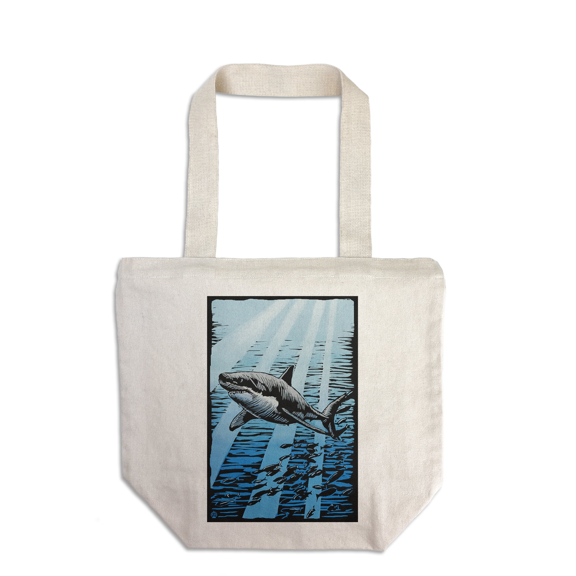 Great White Shark, Scratchboard (100% Cotton Canvas Reusable Tote Bag ...