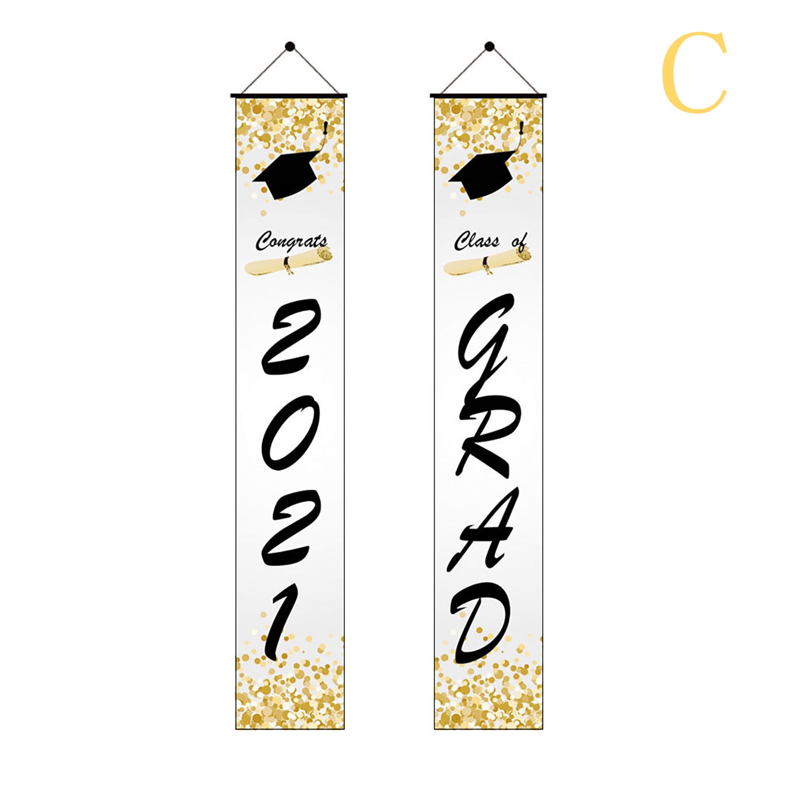 YZHM 2021 Graduation Banners Hanging Flags Porch Sign Graduation Party ...