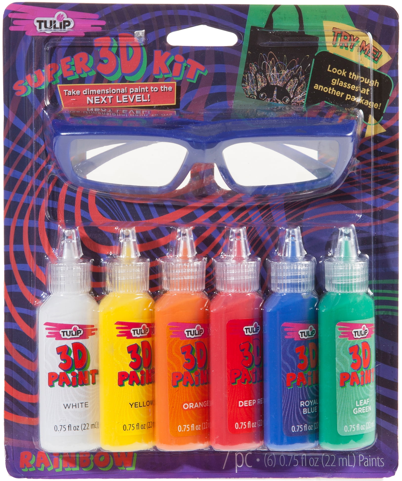 Tulip Dimensional Fabric Paint Kit W/3D Glasses-Rainbow - Walmart.com