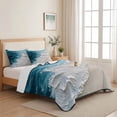 King Quilt Bedding Set Abstract Beach Sea Wave Scene Breathable Summer ...