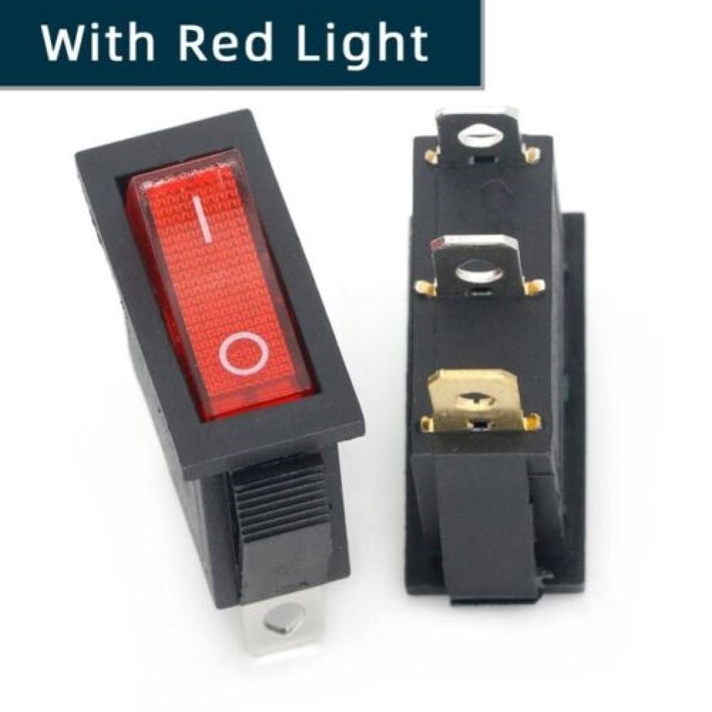Rectangular Latching Neon Rocker Switch ON/OFF 3 Pin Red Green Blue ...