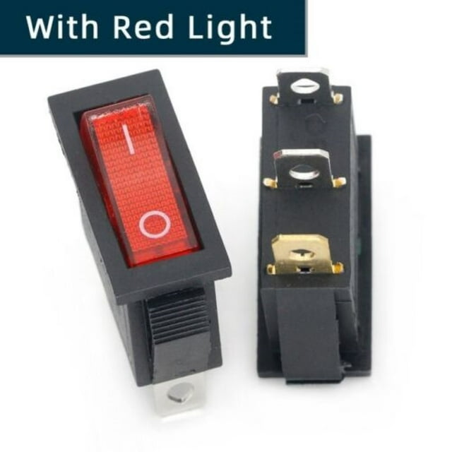 Rectangular Latching Neon Rocker Switch ON/OFF 3 Pin Red Green Blue ...
