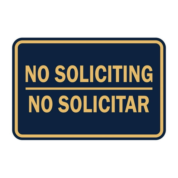 Classic Framed No Soliciting No Solicitar Sign (Navy Blue/Gold) - Small ...