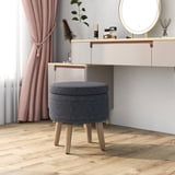 Costway Reversible Grey Storage Ottoman Footrest / Footstool with Tray ...