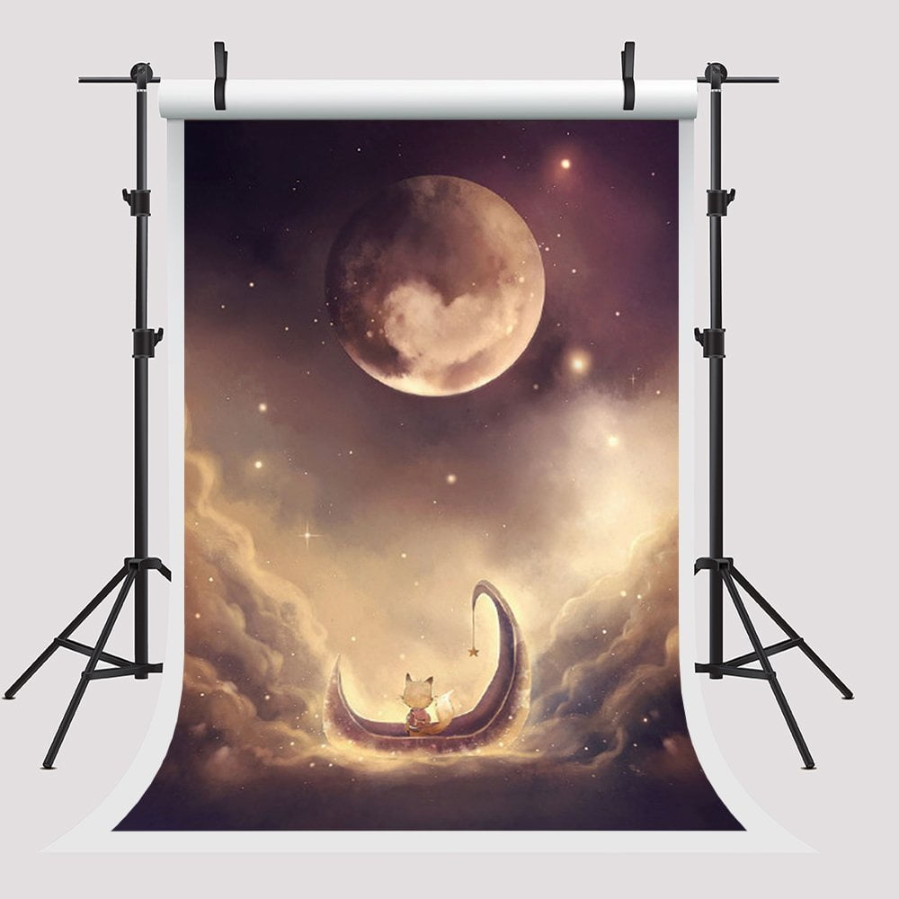 GreenDecor Polyster 5x7ft Children Photography Backdrops Moon Night ...
