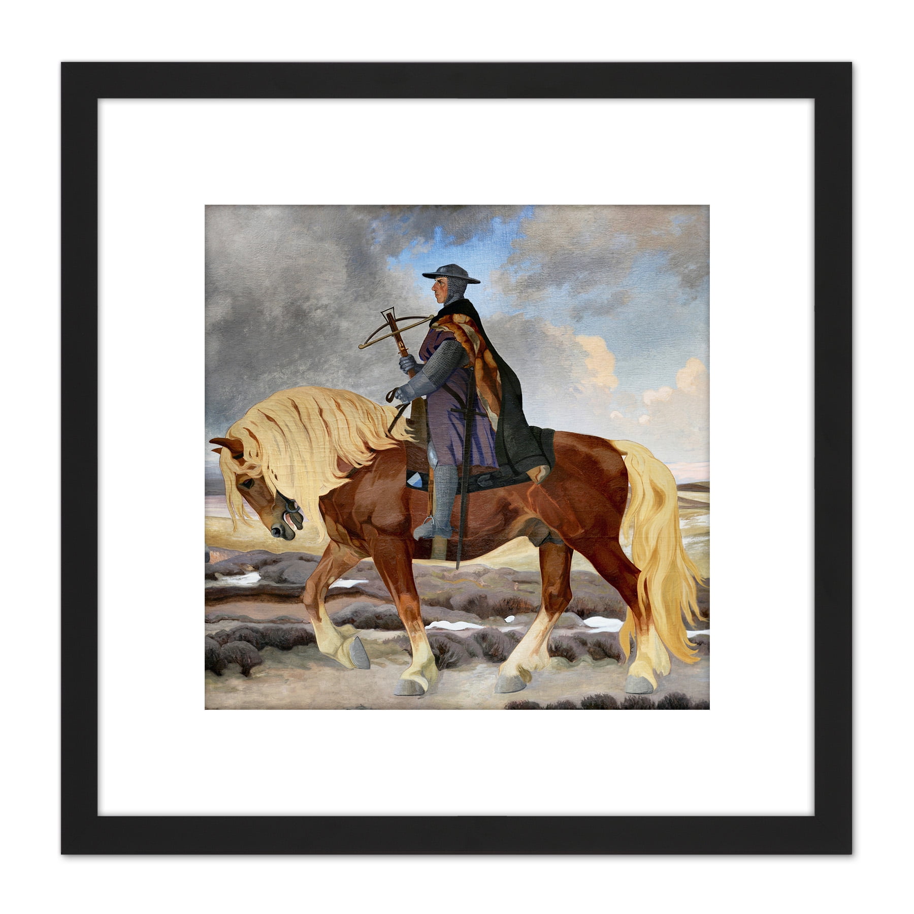 Slott Moller Niels Ebbesen Horse Danish Painting 8X8 Inch Square Wooden ...