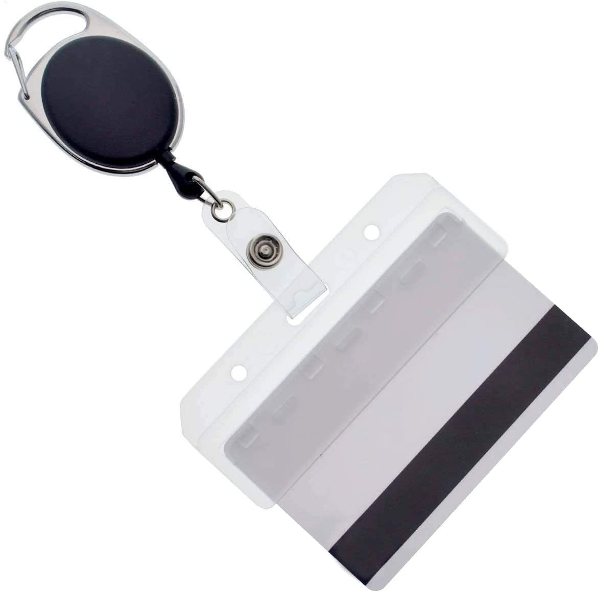 5 Pack - Premium Retractable Carabiner Badge Reels with Horizontal Half ...