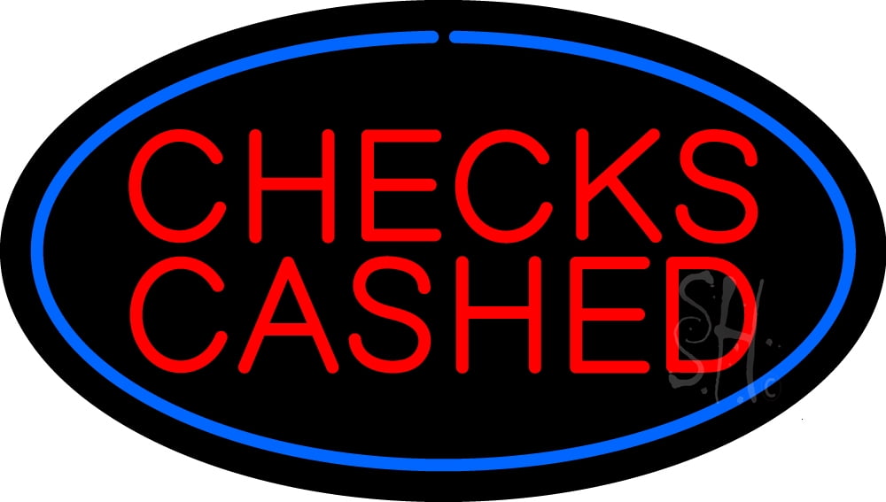 Oval Blue Checks Cashed LED Neon Sign 20 x 37 - inches, Black Square ...