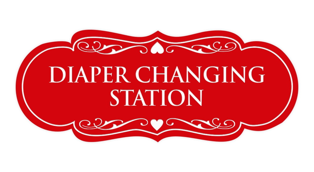 Designer Diaper Changing Station Sign(Red) - Large - Walmart.com