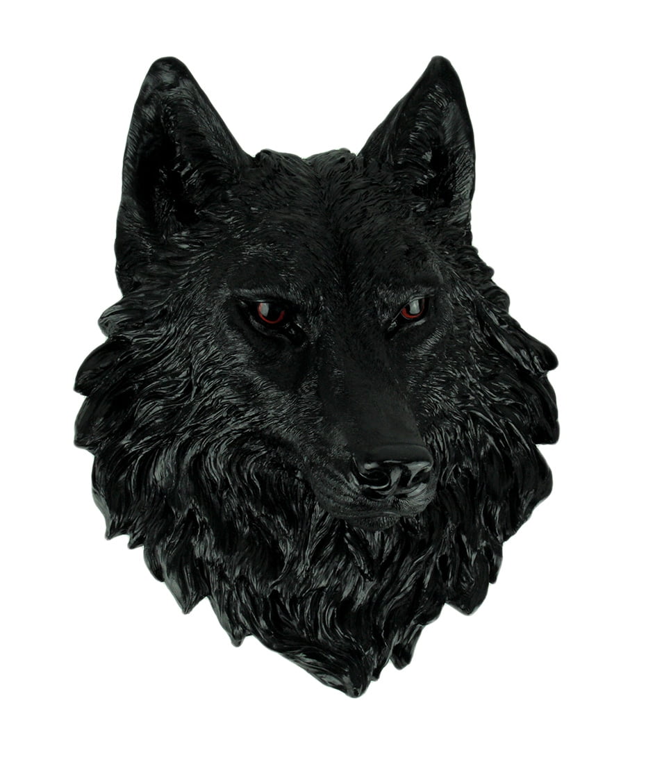 `Lucian` Black Wolf Head Mount Wall Statue Bust 16 Inch | Walmart Canada