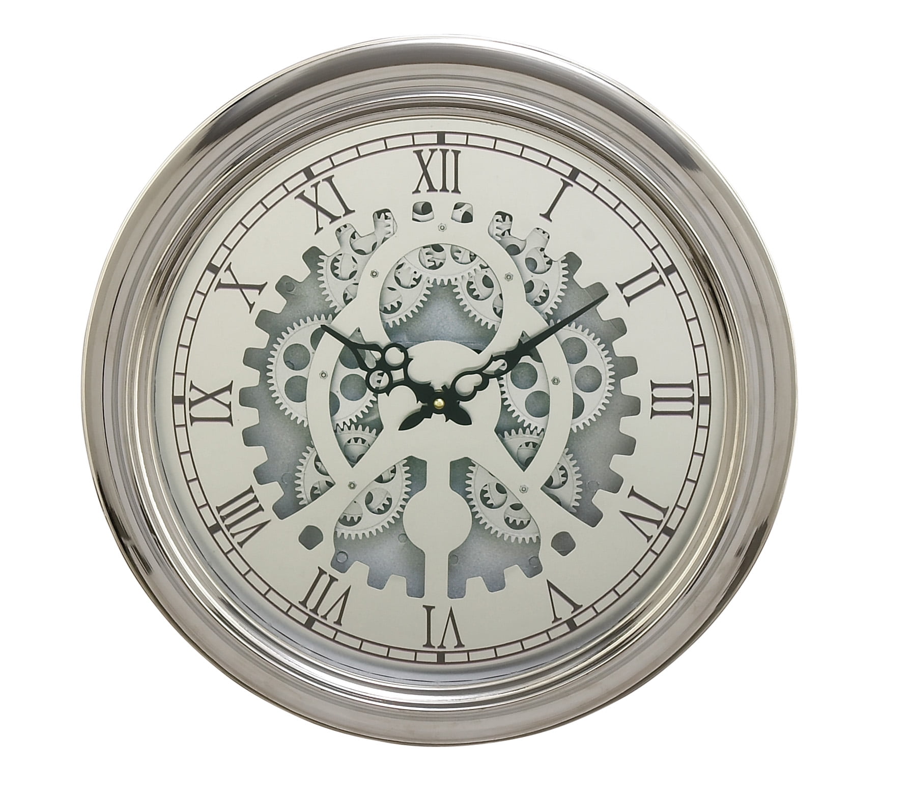 Decmode Traditional 19 Inch Round Iron Wall Clock With Exposed Gears ...