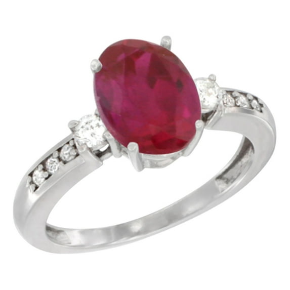 10k White Gold Natural High Quality Ruby Ring Oval 9x7 mm Diamond Accent, size 9 - Walmart.com