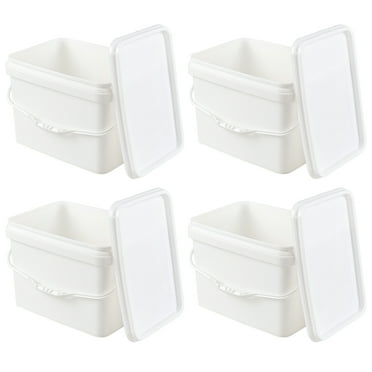 5-Gallon White Bucket Pail with Lid, Food Grade, Heavy-Duty, Easy Carry ...