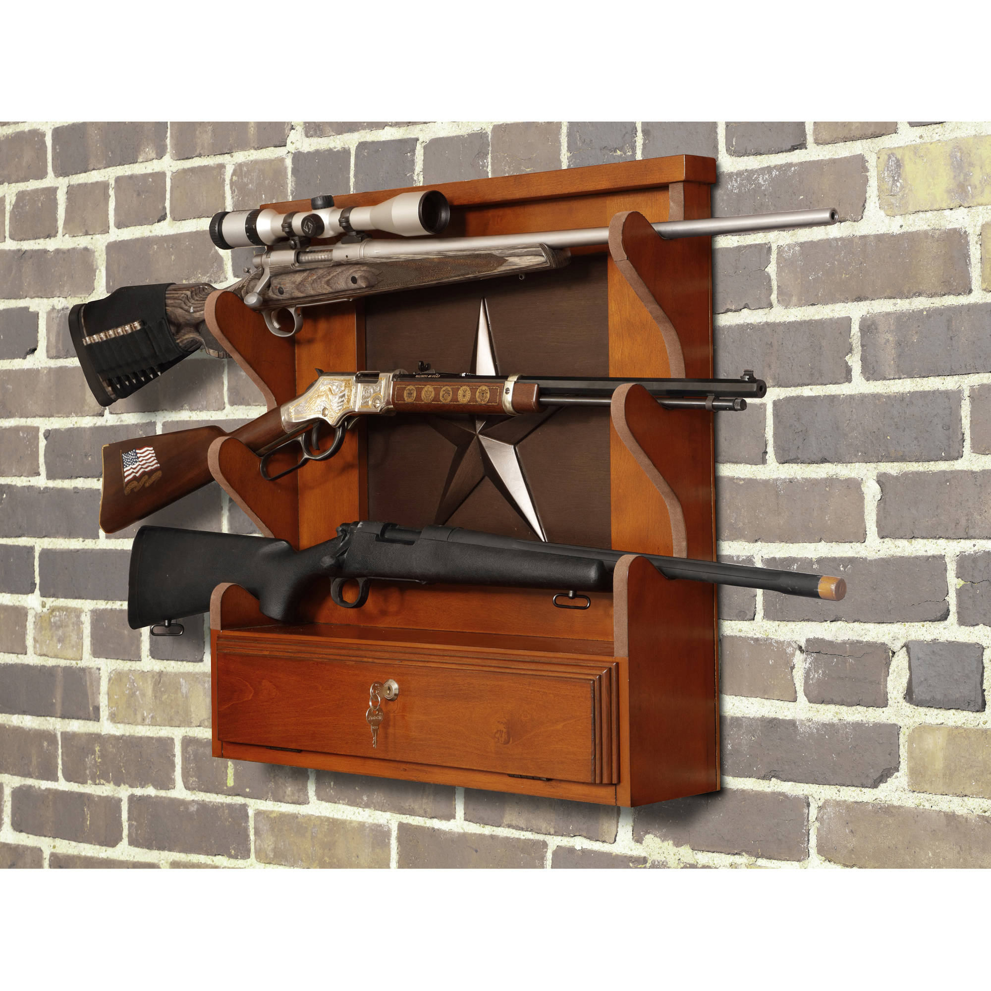 American Furniture Classics Lone Star 3 Gun Wall Mount Display Rack ...