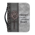 chaqlin Gray Lion Cross Scripture Book Carrying Case for Women Bible ...