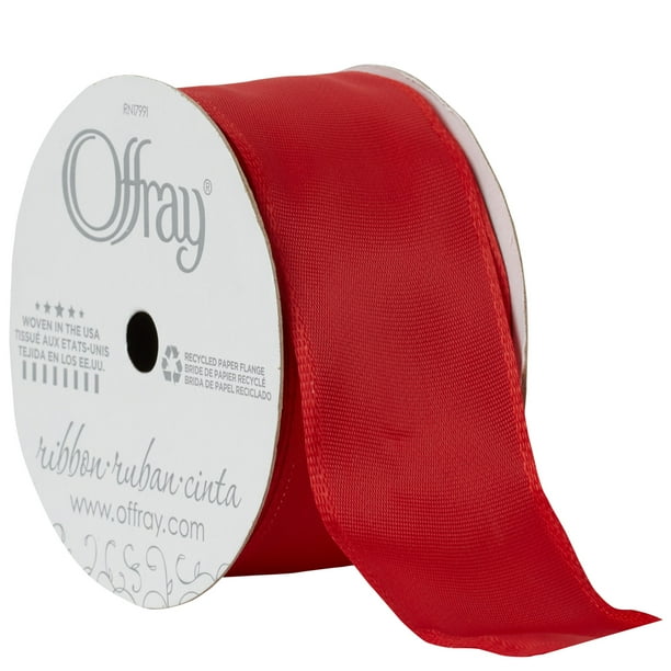 Offray Ribbon, Red 1 1/2 inch Wired Edge Woven Ribbon, 9 feet, 1 Each ...