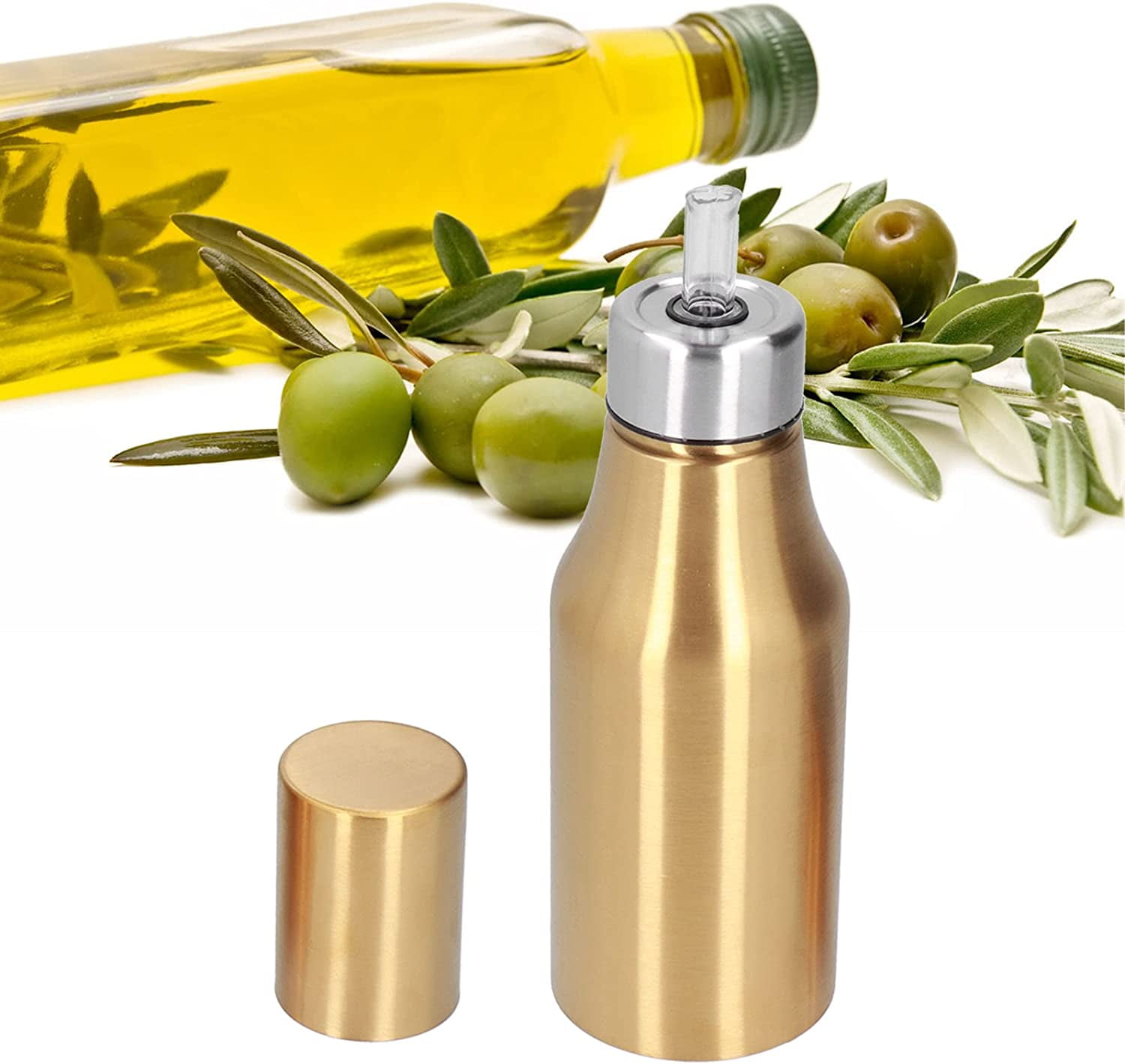 Olive Oil Dispenser, 500ML Stainless Steel Leak Proof Olive Oil ...