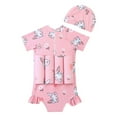 Girls Buoyancy Swimsuit Summer Rabbit Print Short Sleeve Children Learn ...