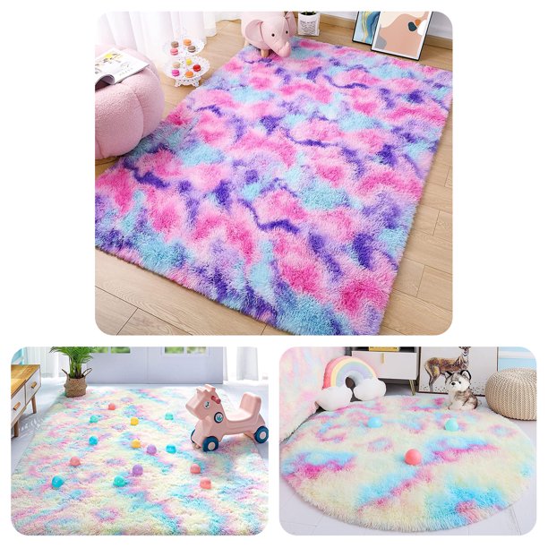 Homore Rainbow Area Rugs for Girls Room, Cute Fluffy Floor Carpets for ...