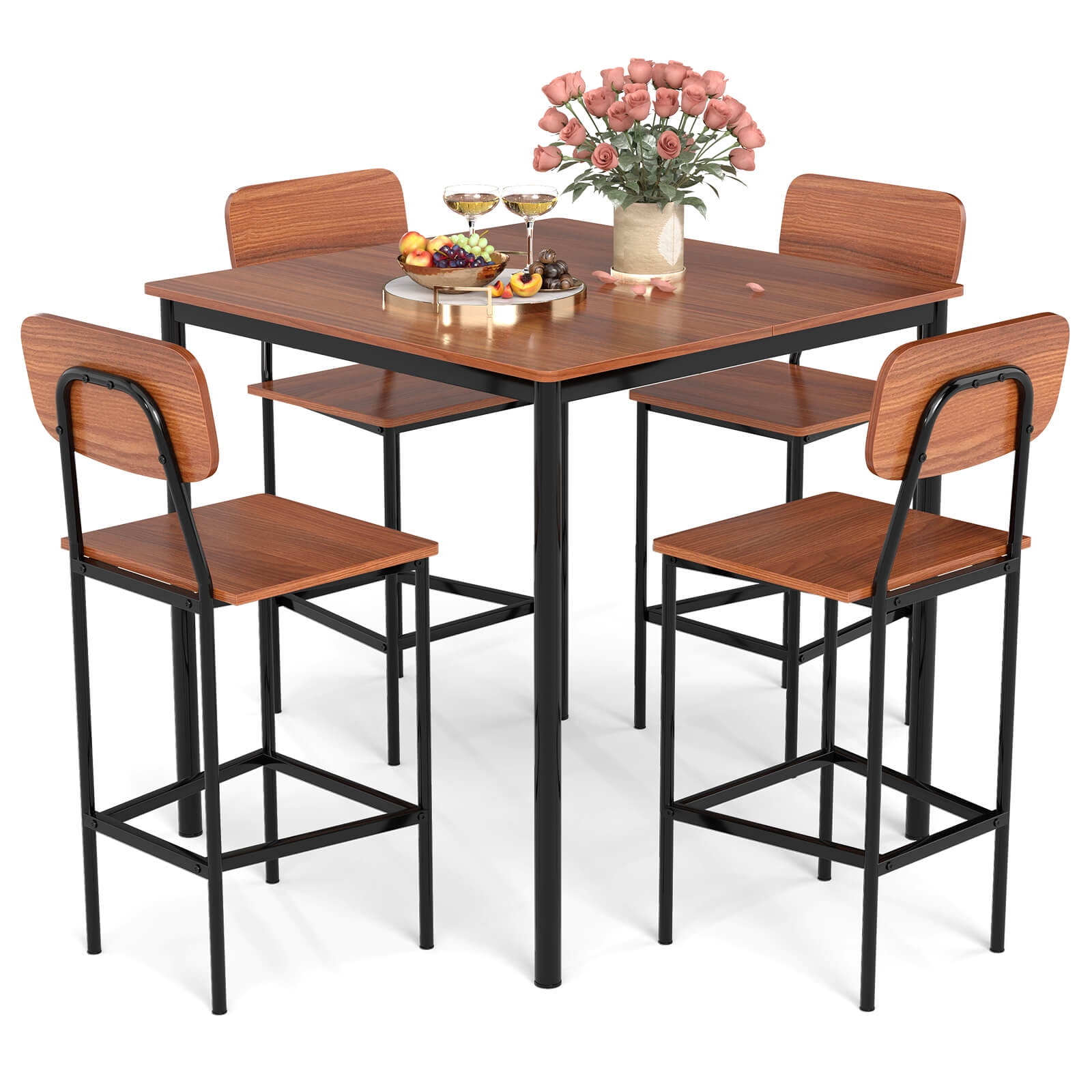 Click here for Costway 5-Piece Industrial Dining Table Set With C... prices