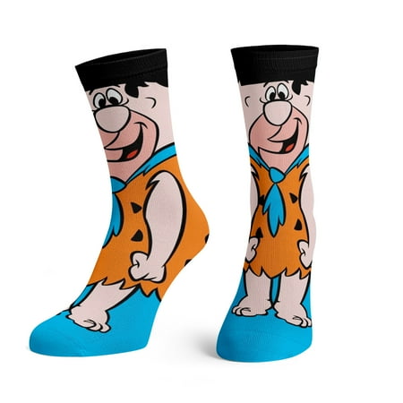 Hanna Barbera The Flintstones Fred Character Adult Animigos Crew Socks ...
