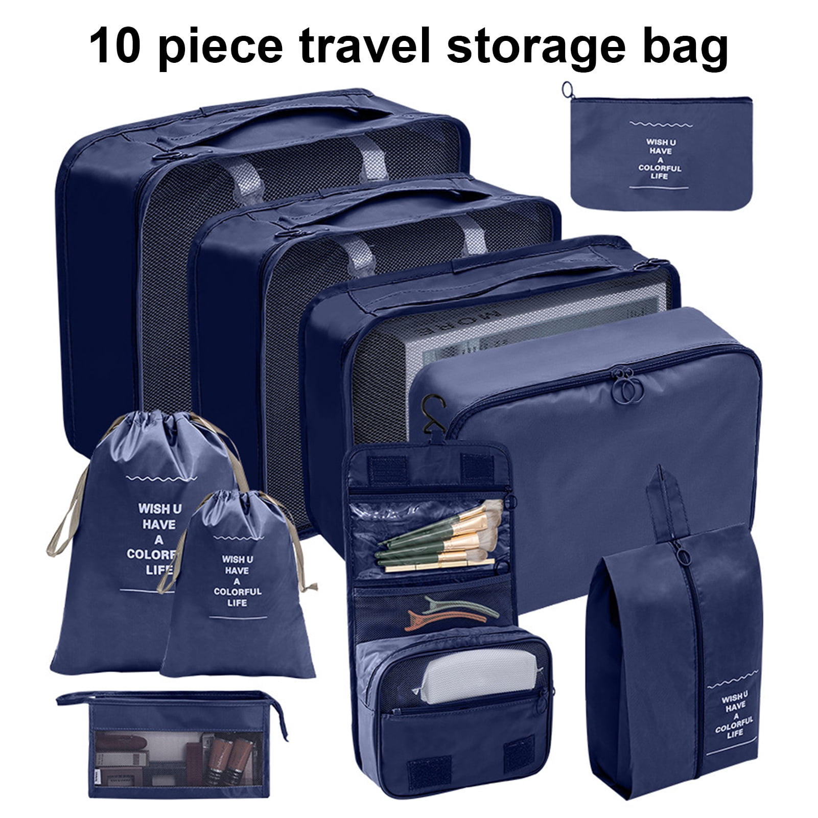 harmtty 10Pcs/Set Luggage Packing Organizers Large Capacity Smooth ...