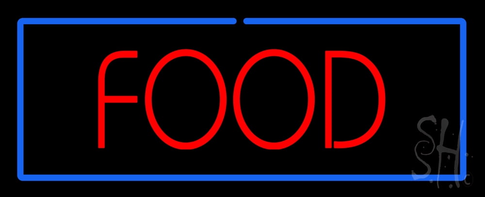 Food LED Neon Sign 13 x 32 - inches, Black Square Cut Acrylic Backing ...