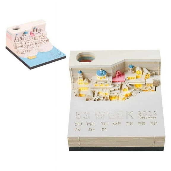 Time Piece Calendar 2026 3D LED Desk Calendar with Tear-Away Memo Pad ...