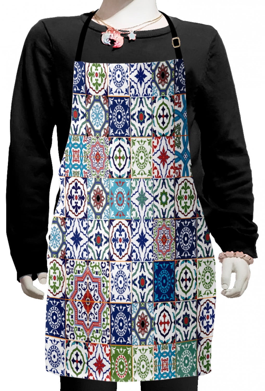 Boho Kids Apron, Colorful Traditional Elements Floral Motifs on ...