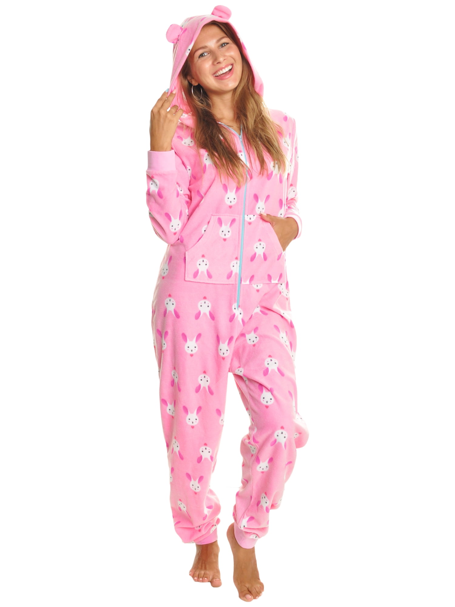 Angelina Women's FLEECE Novelty One-Piece Hooded Pajamas (1-Pack ...