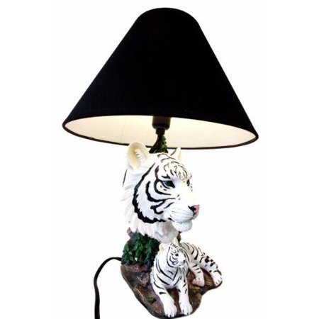Ebros White Rare Alaskan Tiger Desktop Table Lamp Statue With Black ...
